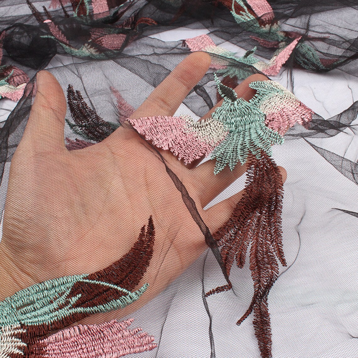 1 Yard X 145cm Wide Net Embroidery Flying Birds Lace Fabric | Etsy