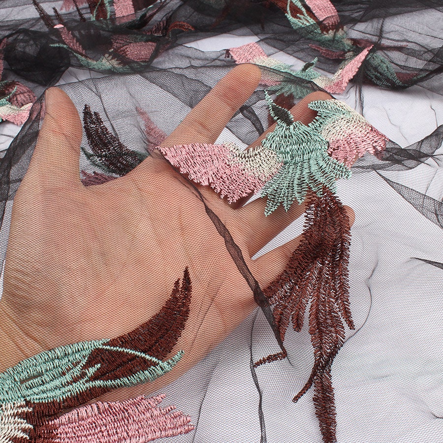 1 Yard x 145cm wide net embroidery flying birds lace fabric | Etsy