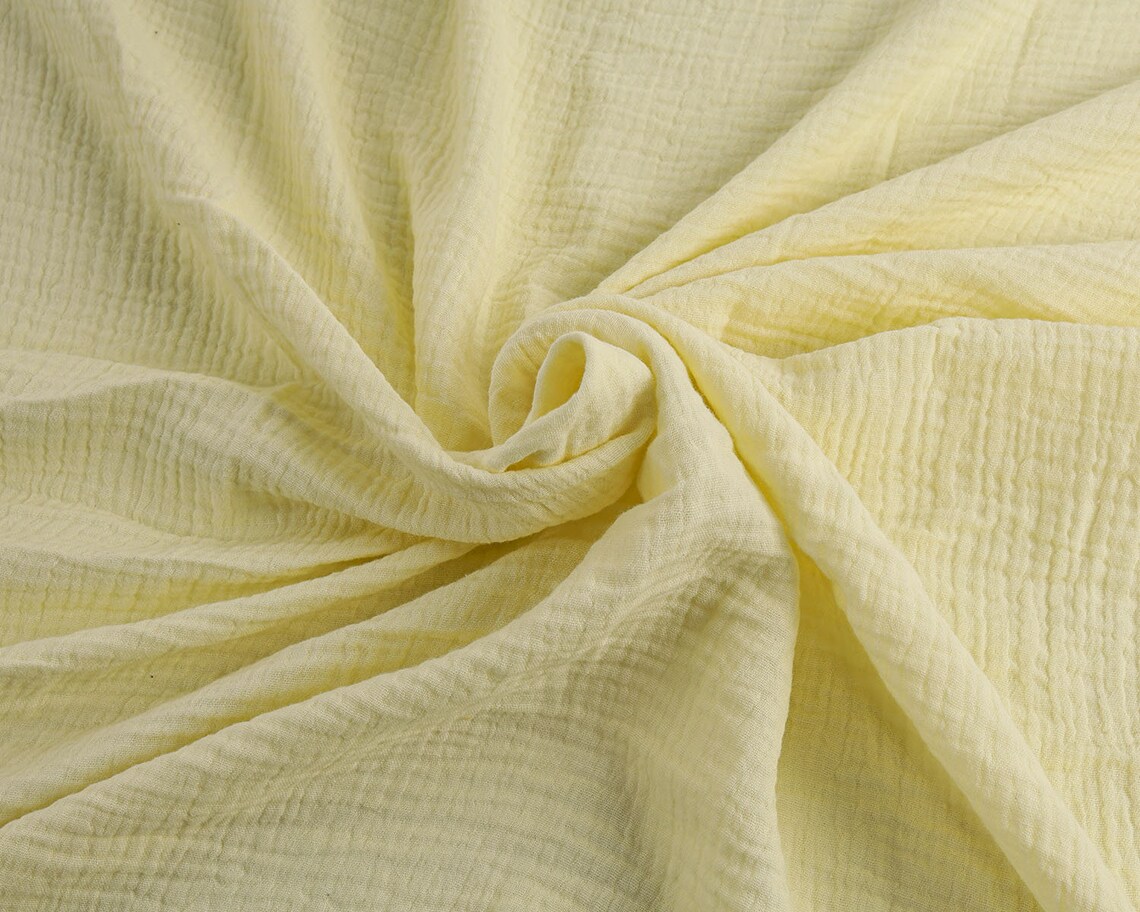 Baby Yellow Double Layered Crinkle Cotton Gauze Muslin Fabric | Etsy