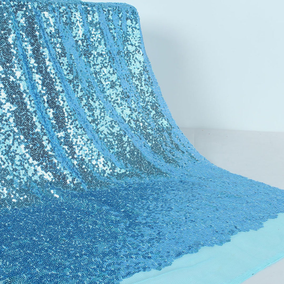Light Blue Glitz Sequin Fabric Embroidery Shinny Wedding Decoration ...