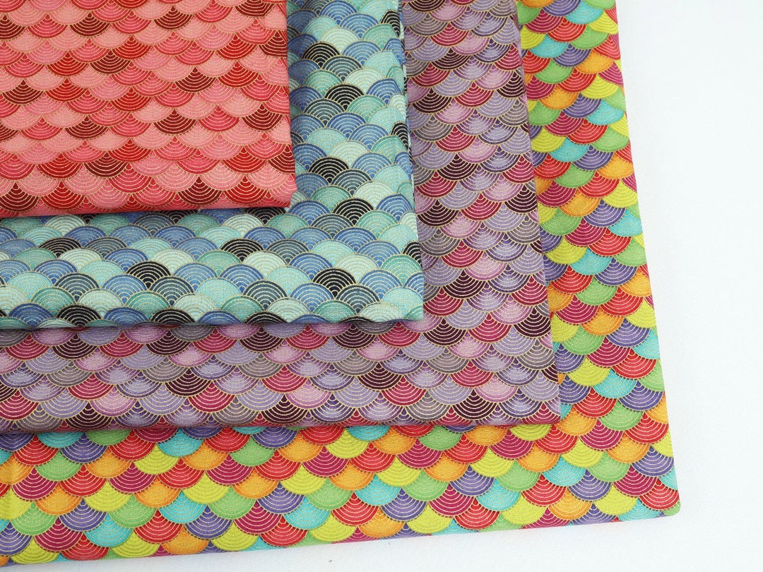 Cotton Bronzing Fabric Mermaid Scales Printed Fabric Patchwork Sewing ...
