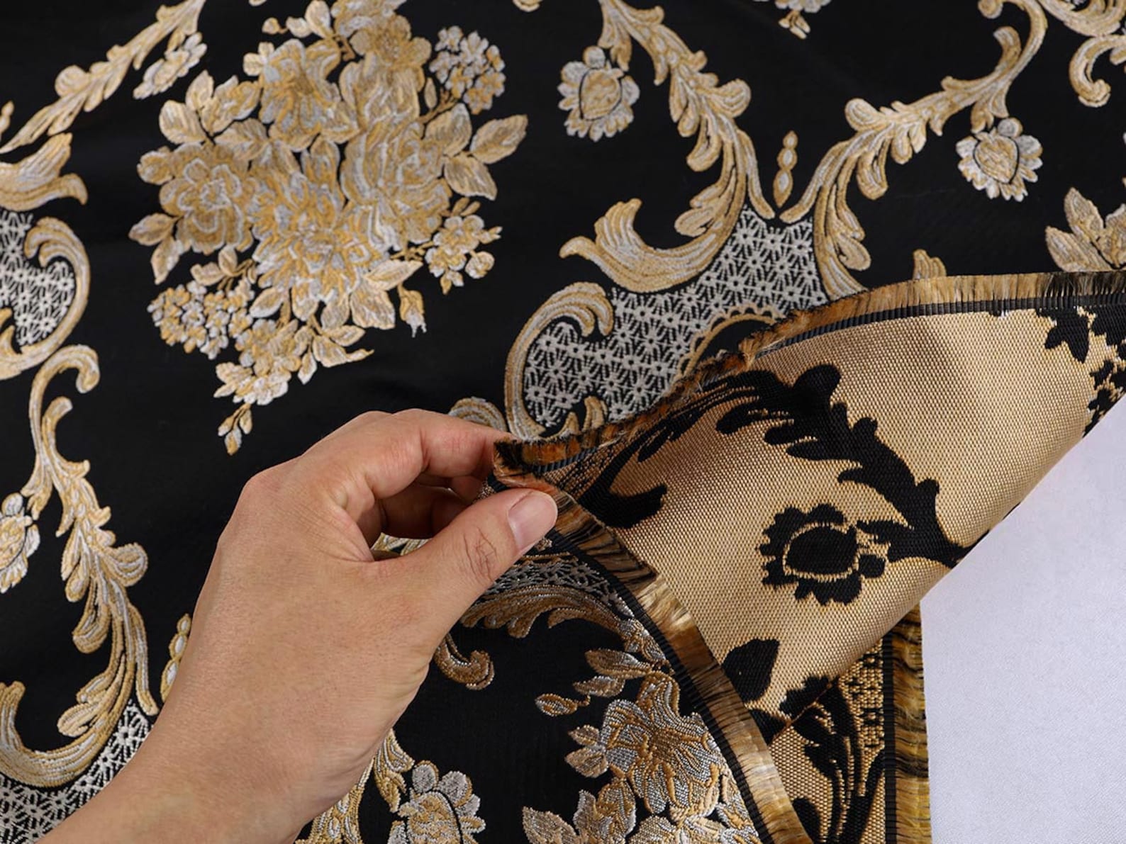 Aulic Pattern Brocade Fabric Damask Jacquard Garments Clothes Thick ...