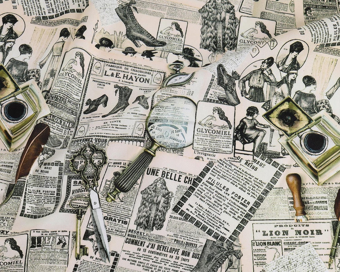 Cotton Fabric Vintage Newspaper Printed for Patchwork DIY - Etsy