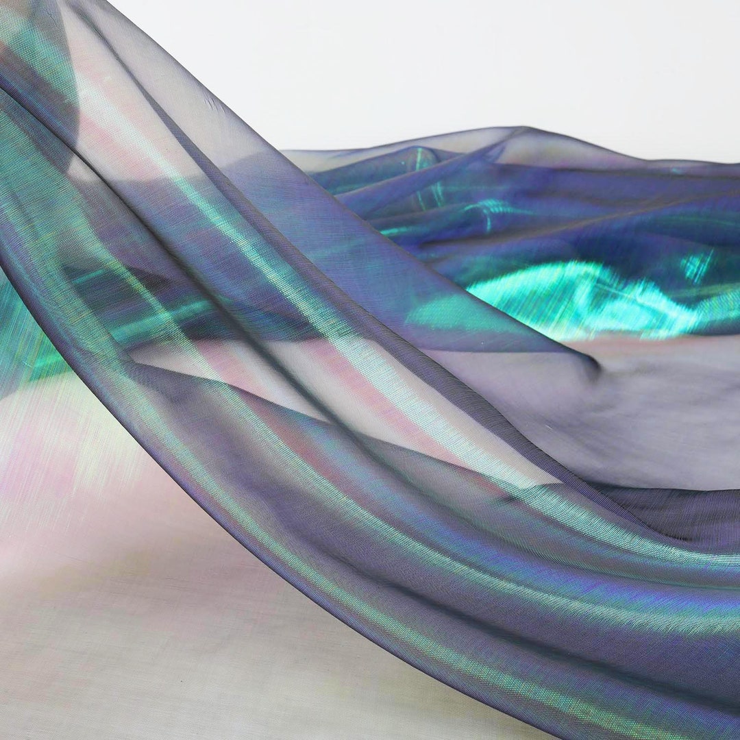 Blackish Green - Shiny Holographic Iridescent Color Shimmer Voile ...