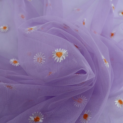 Purple Small Daisy Mesh Fabric Flowers Embroidered Netting - Etsy