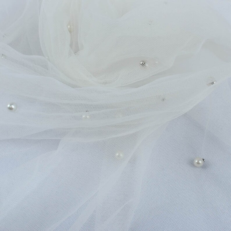1 Yard Pearl Yarn Mesh Bead Net Fabric for Wedding Dress Cloth - Etsy