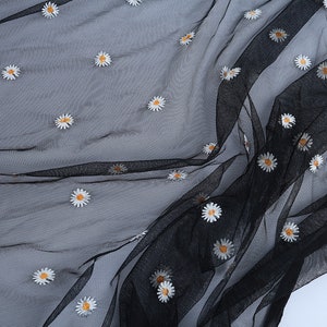 Small Daisy Mesh Fabric Flowers Embroidered Netting Cloth for Clothing ...