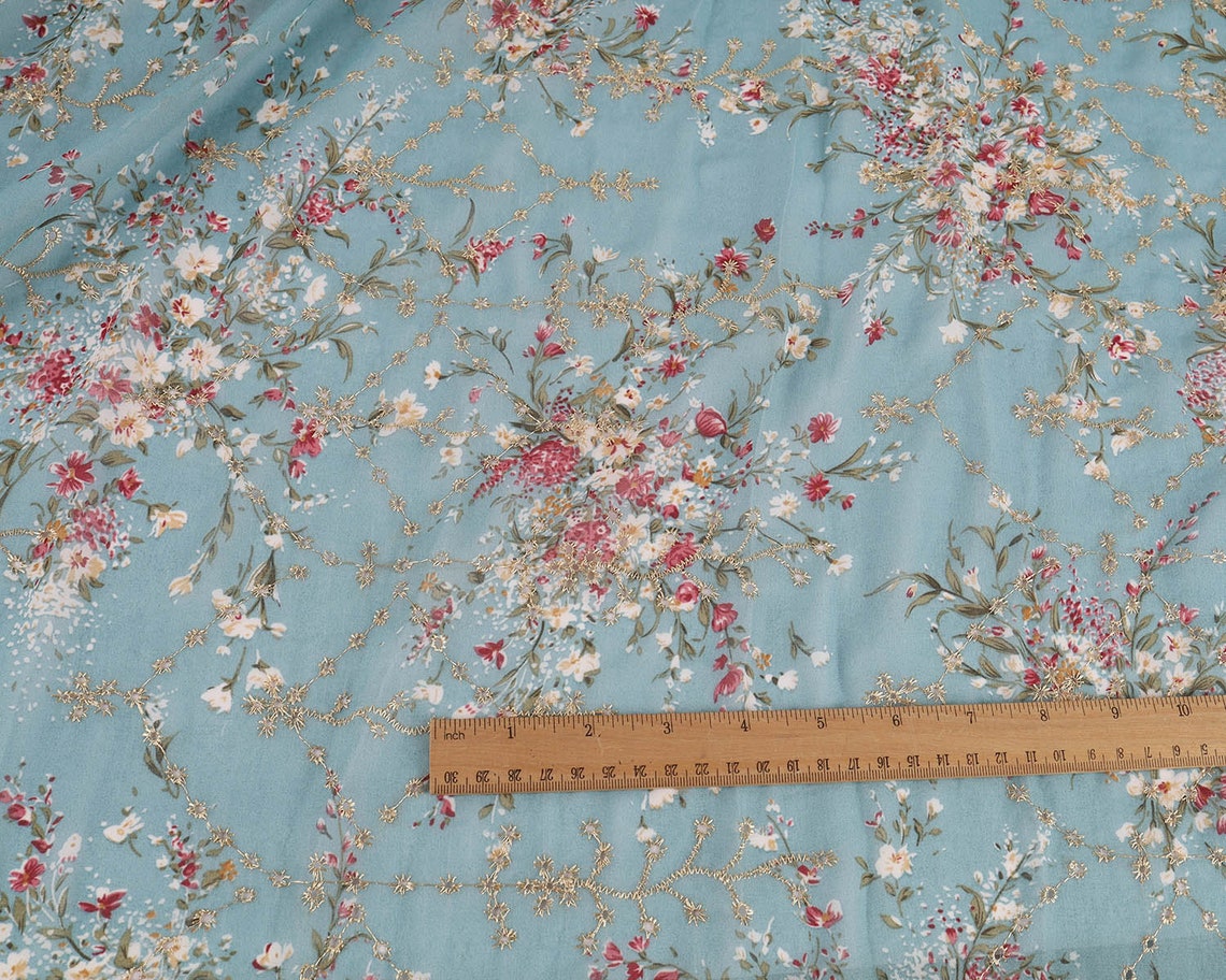 Eyelet Embroidery Chiffon Fabric Floral Printing Dress Making - Etsy