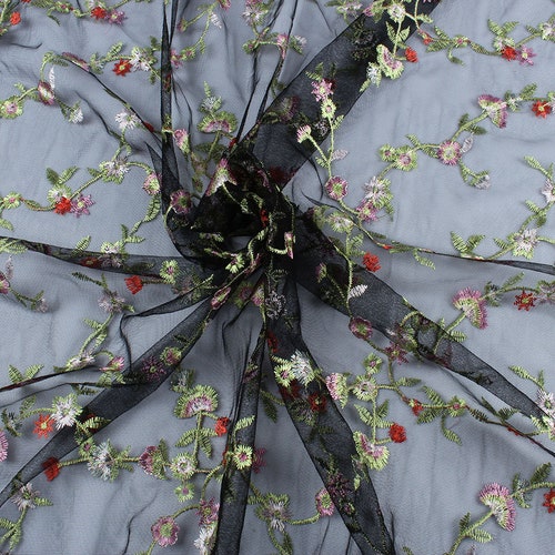 Allover Embroidered Floral Gauze Lace Net Fabric Flowers - Etsy
