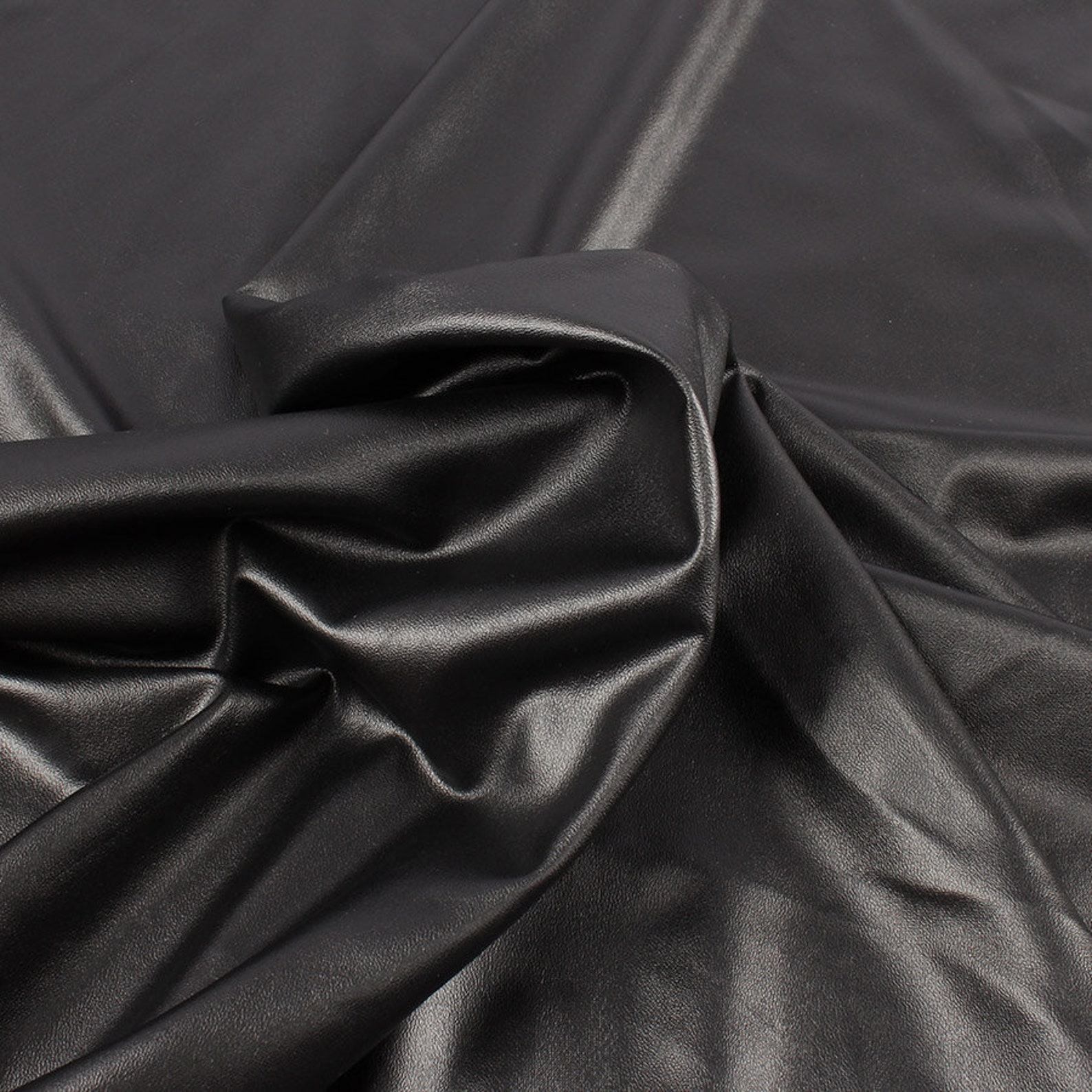 4 Way Stretch High Elastic Black Faux Leather PU Fabric Material for ...