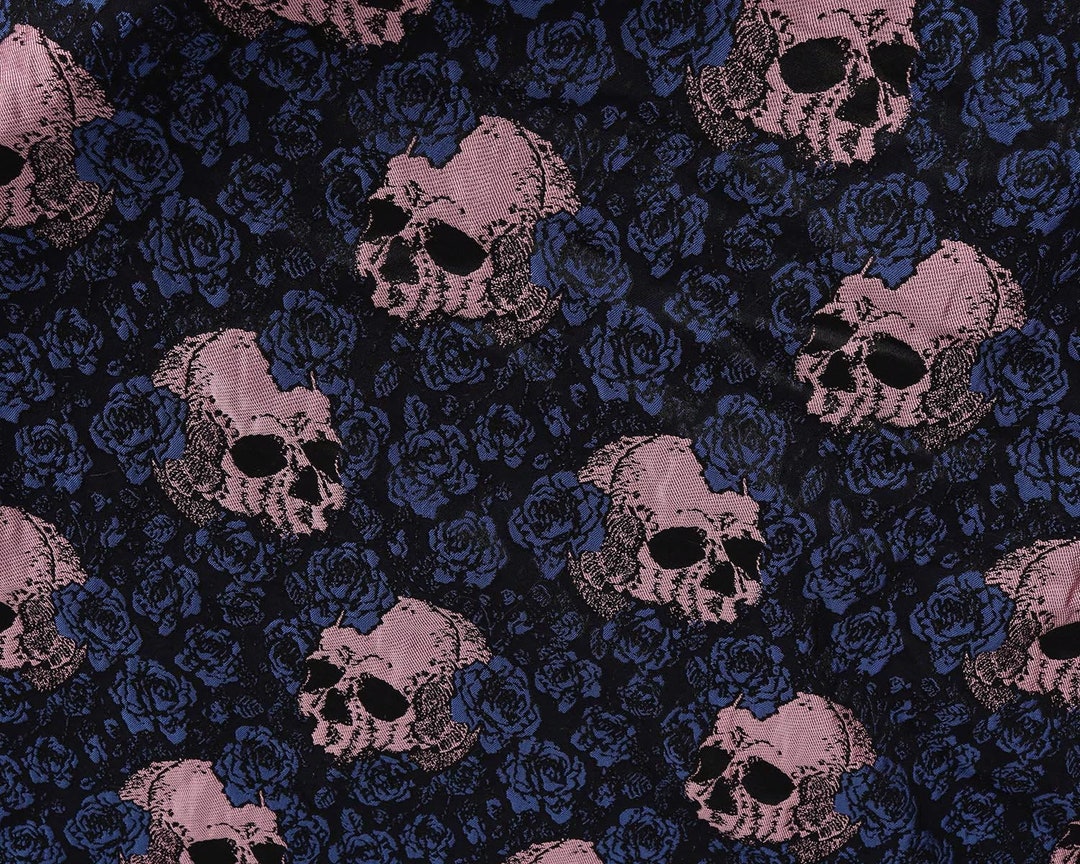 Embossed Skull Brocade Jacquard Fabric for Dress Making 56 Inch- Sold ...