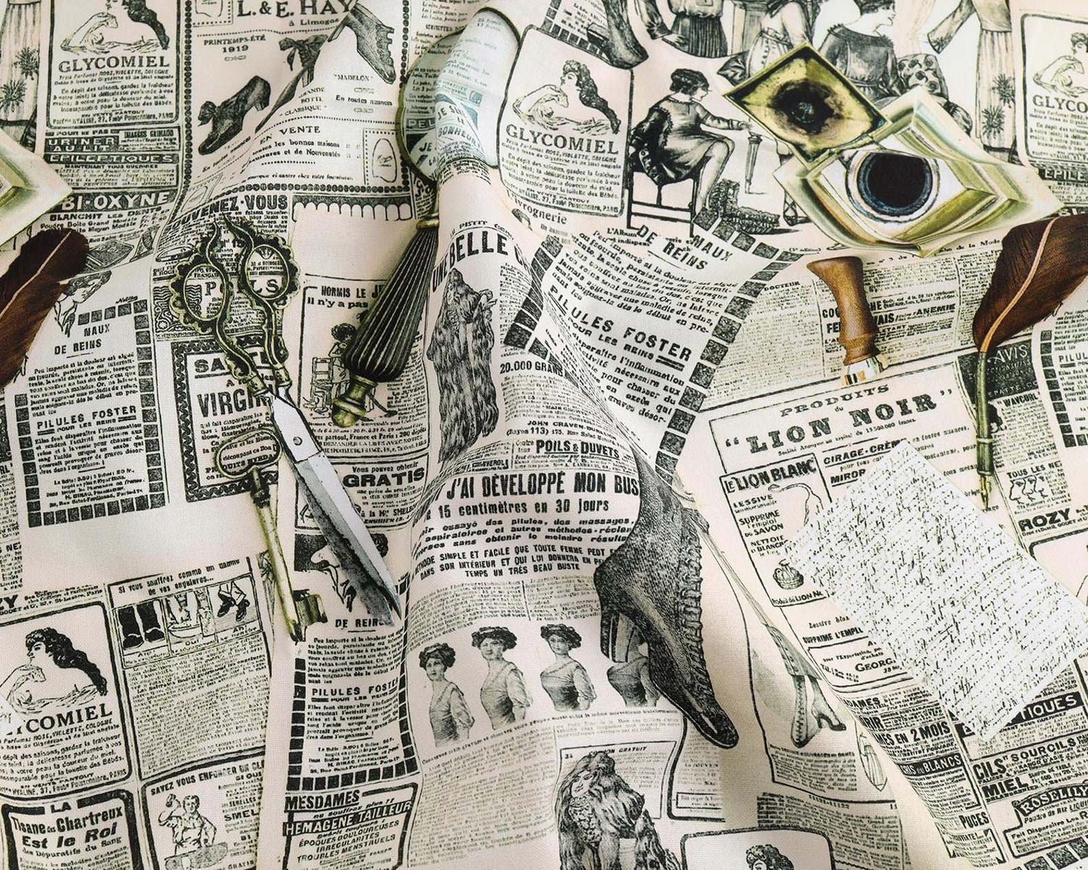 Cotton Fabric Vintage Newspaper Printed for Patchwork DIY - Etsy