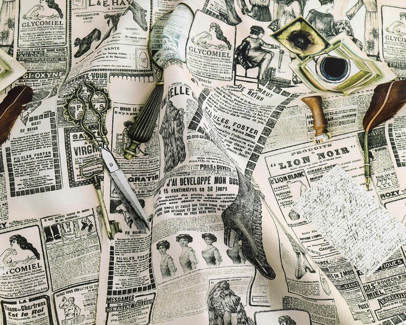 Cotton Fabric Vintage Newspaper Printed for Patchwork DIY - Etsy