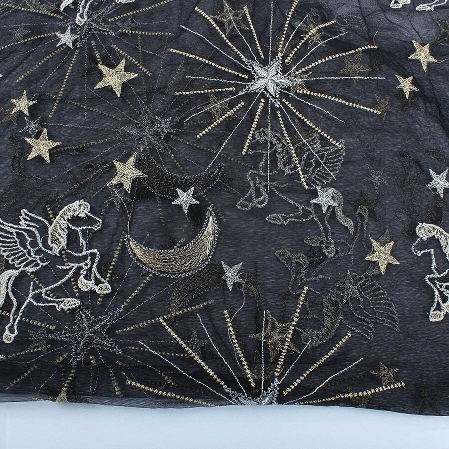 Stars Pegasus Embroidery Net Mesh Fabric Dance Costume Wedding | Etsy