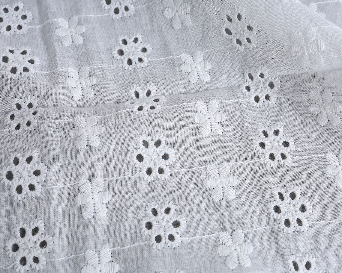 100% Cotton Embroidery Eyelet Fabric Soft Comfortable Cotton - Etsy