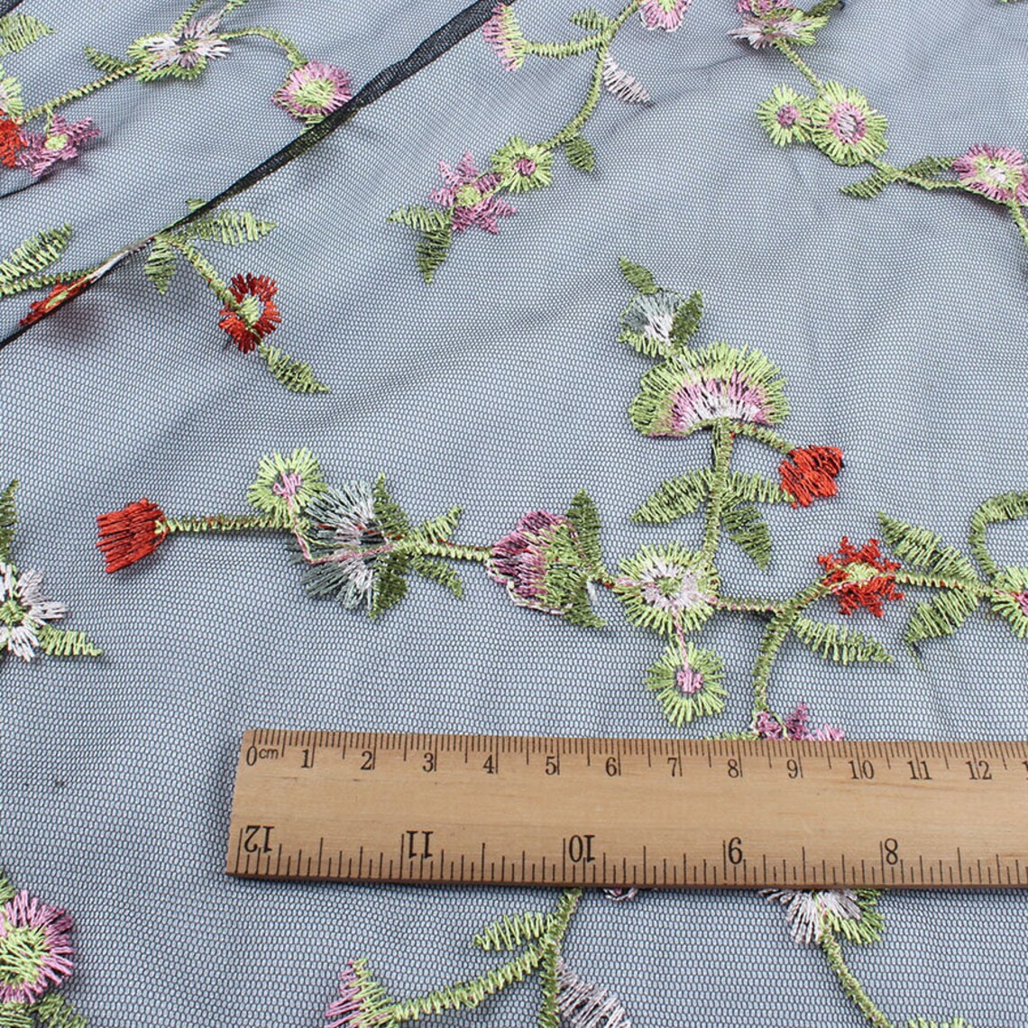 Allover Embroidered Floral Gauze Lace Net Fabric Flowers - Etsy
