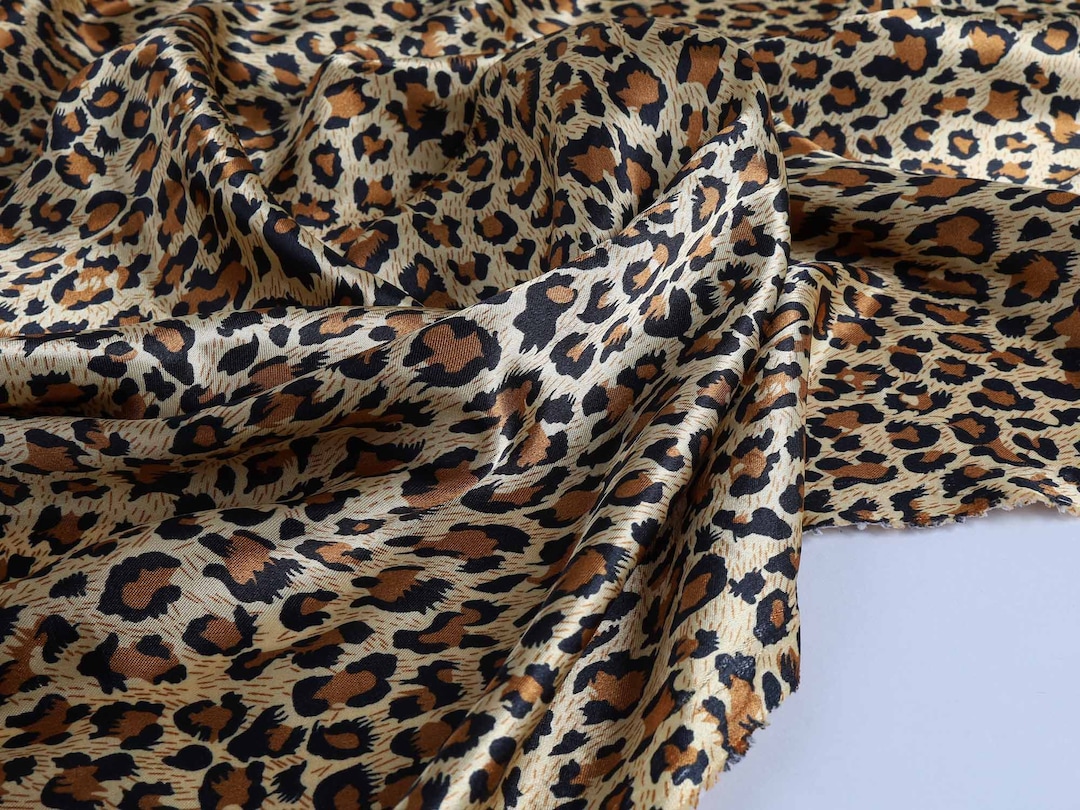 Leopard Satin Fabric Polyester Silky Material DIY Making Craft 150cm by ...
