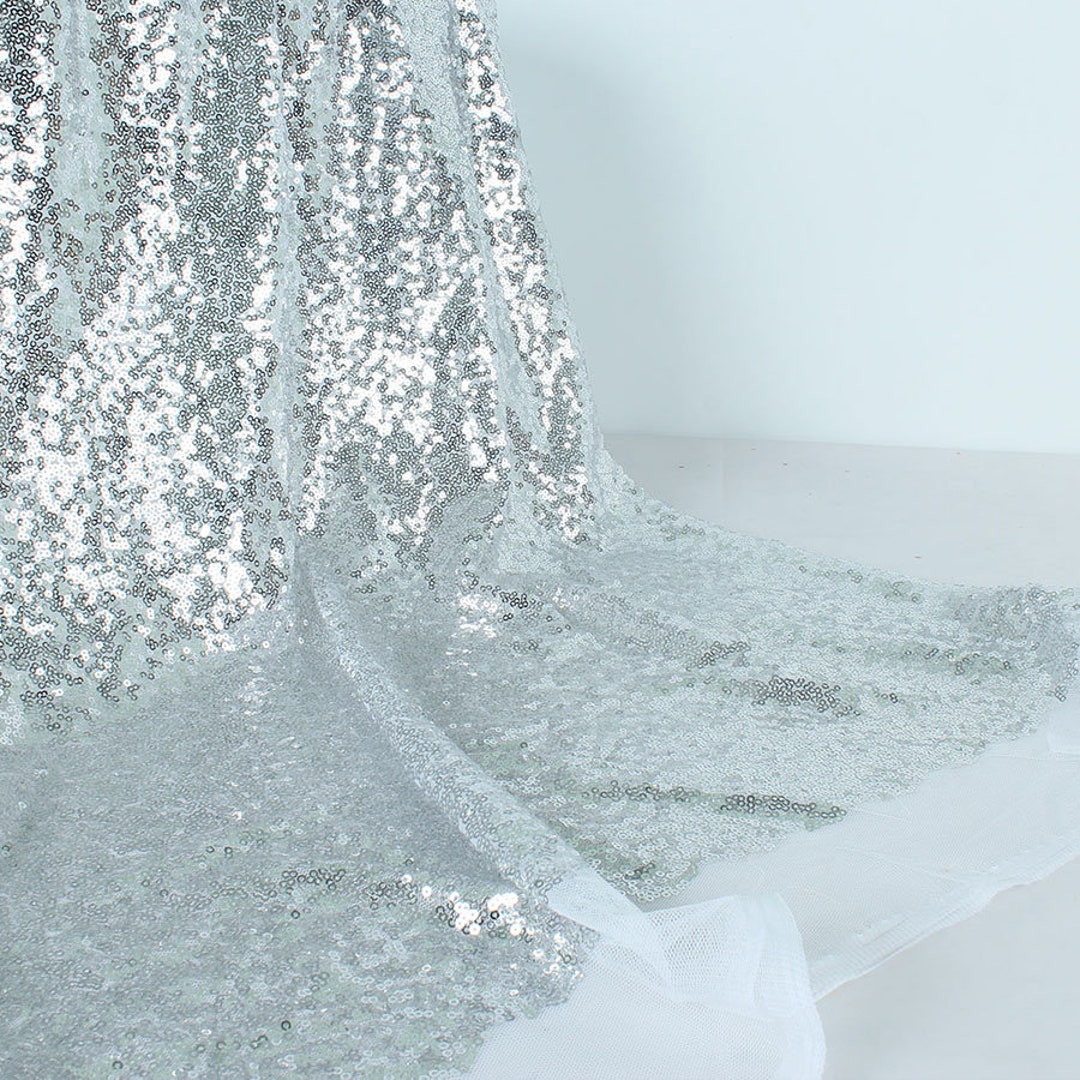 Silver Sequin Fabric Glitz Embroidery Shinny Wedding Decoration Dress ...