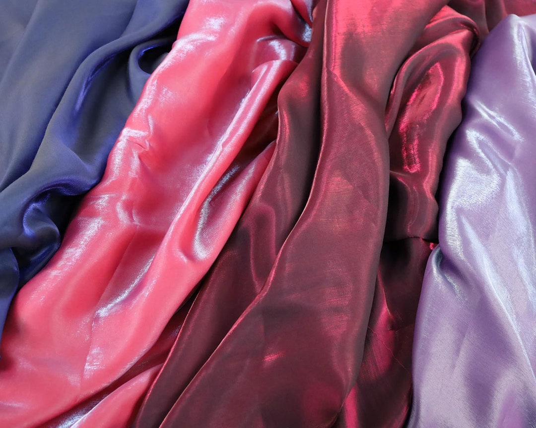 Gradient Color Mercerized Satin Fabric Iridescent Imitated Silk for DIY ...