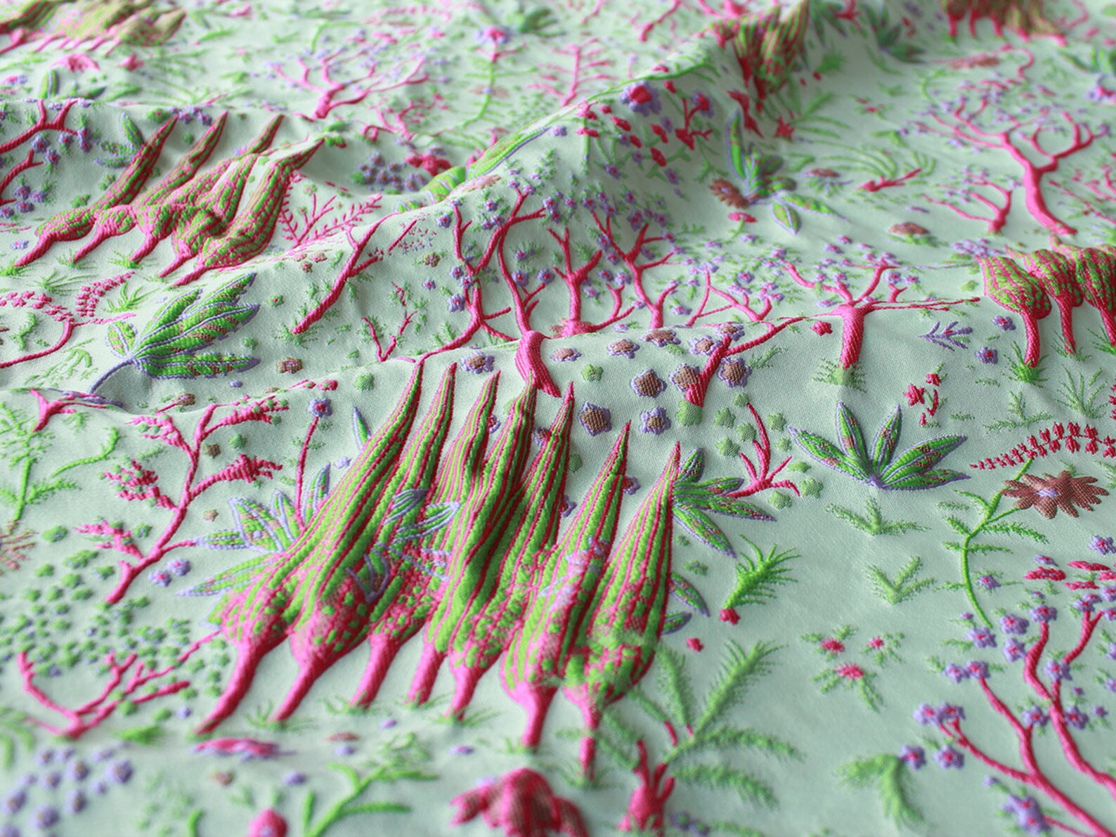 Lovely Plants Embossed Brocade Jacquard Fabric Curtain Home Decer ...