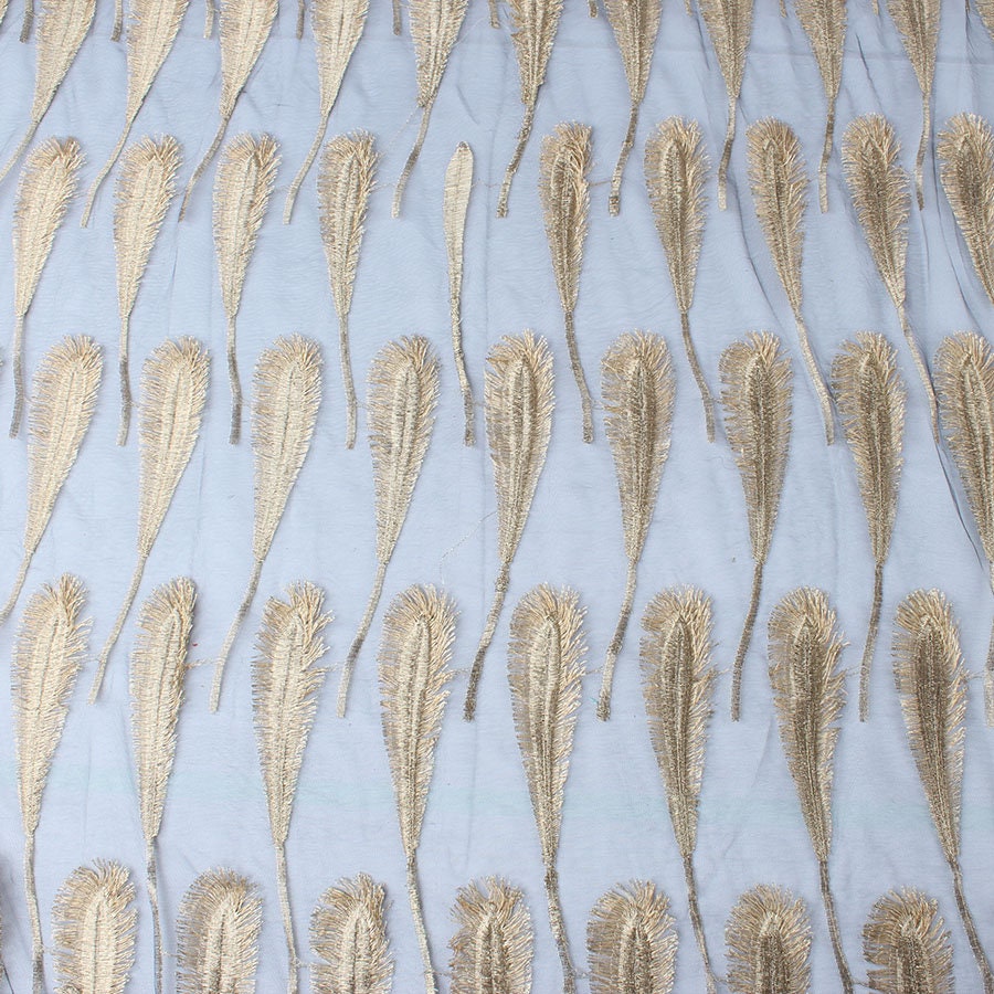 1 Yard Translucent Tulle Mesh Fabric Feathers Appliqued for - Etsy