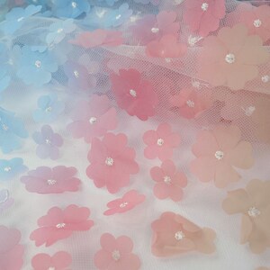 Gradient Flowers Appliqued Lace Fabric Wedding Clothing Dress Making ...