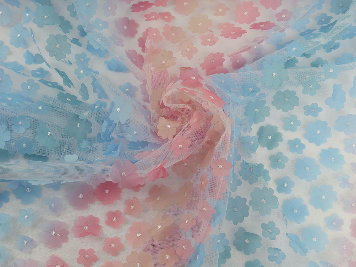 Gradient Flowers Appliqued Lace Fabric Wedding Clothing Dress | Etsy