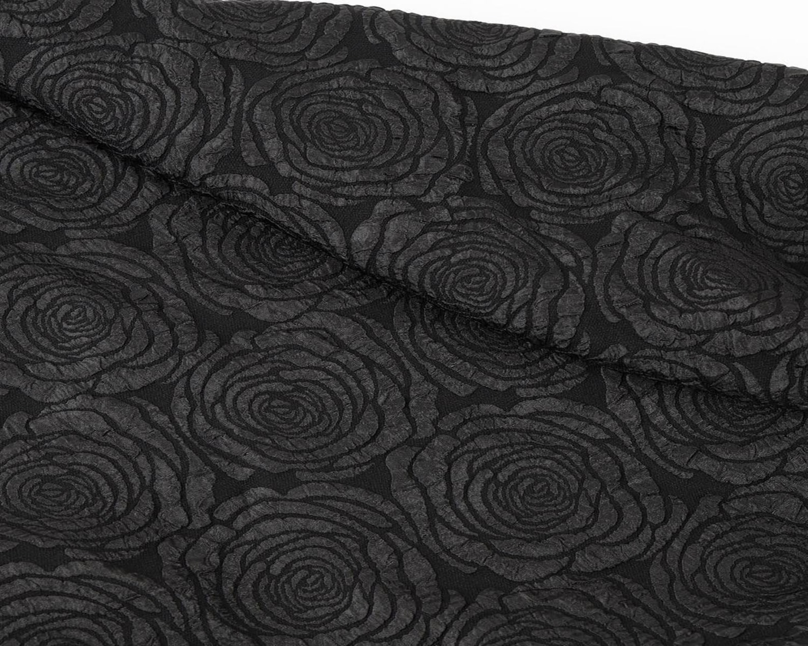 Black White Rose Embossed Polyester Jacquard Fabric 58 Inch Wide - Sold ...