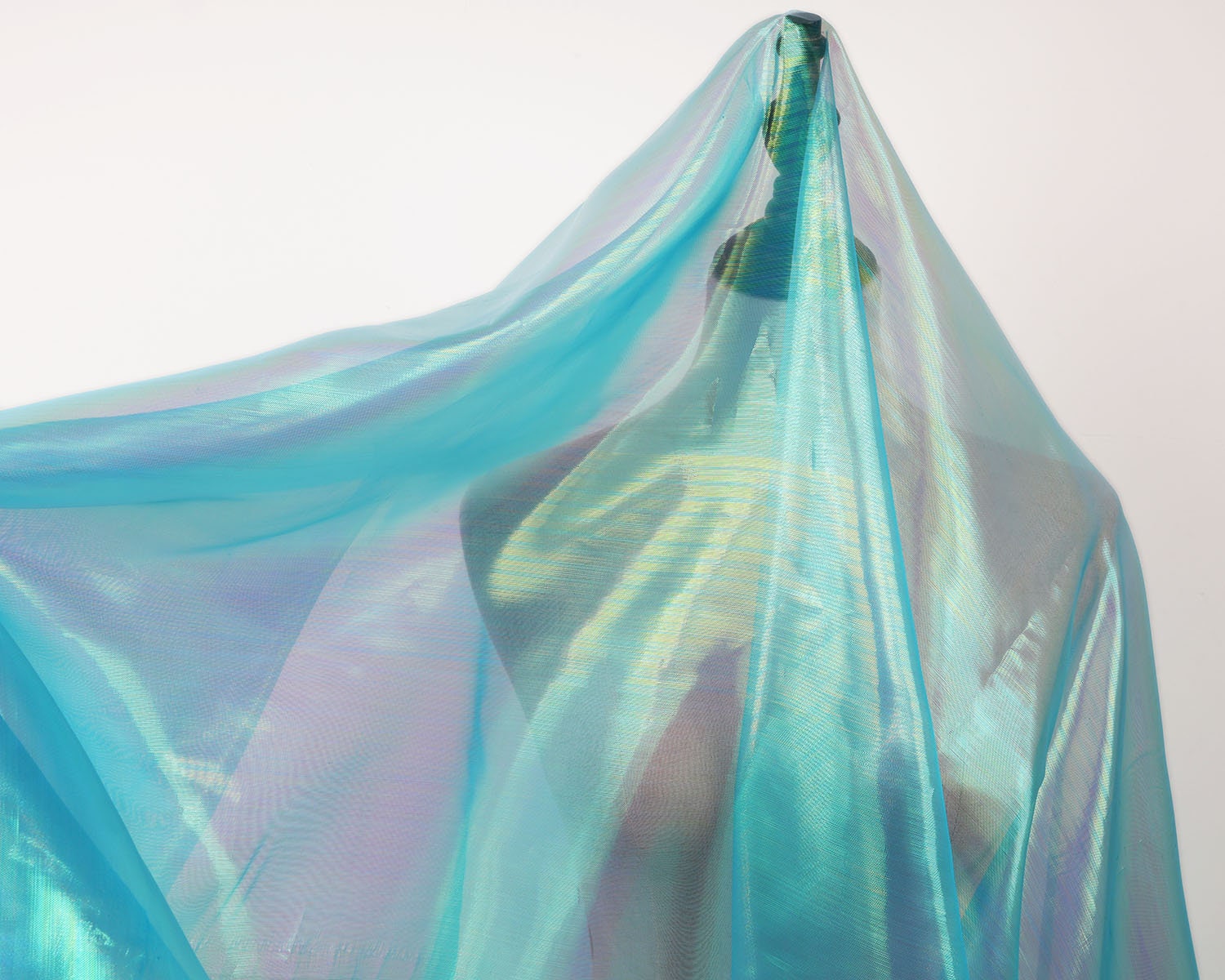 Cyan Blue - Holographic Shiny Iridescent Color Shimmer Voile Organza ...