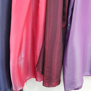 Rose Red Mercerized Satin Fabric Gradient Iridescent Imitated Silk for ...