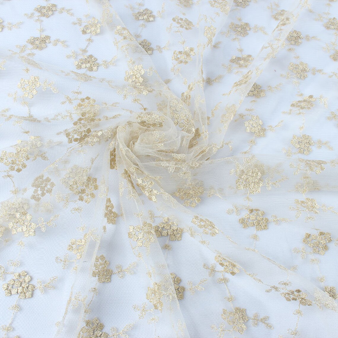 1 Yard Plum Blossom Gold Thread Flower Embroidery Lace Fabric - Etsy