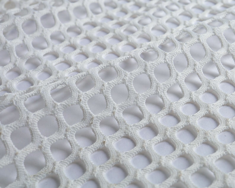 BLACK WHITE 0.5 Inch Diamond Holes Mesh Fishnet Fabric Small Stretch ...