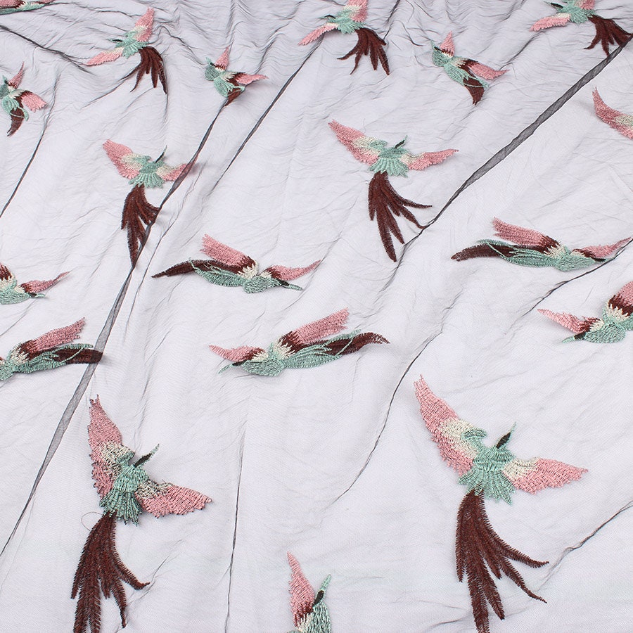 1 Yard X 145cm Wide Net Embroidery Flying Birds Lace Fabric for Wedding ...