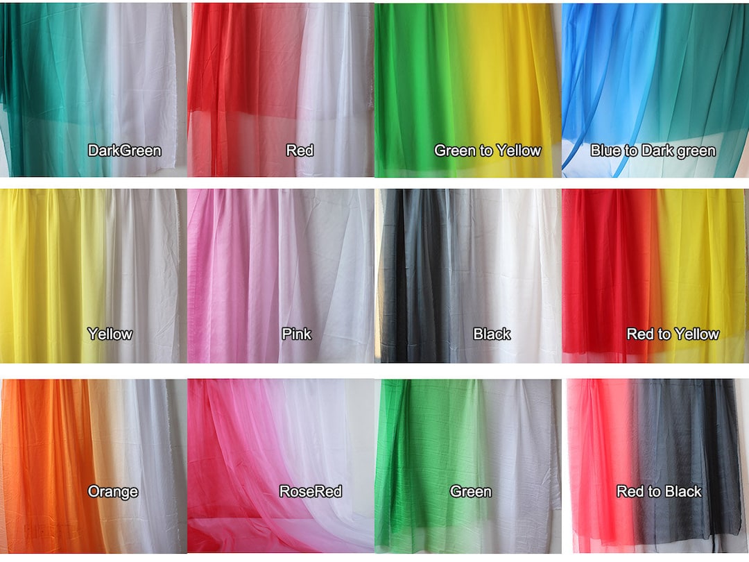Lightweight 2-tone Ombre Chiffon Fabric 30D Sheer Chiffon Gradient ...