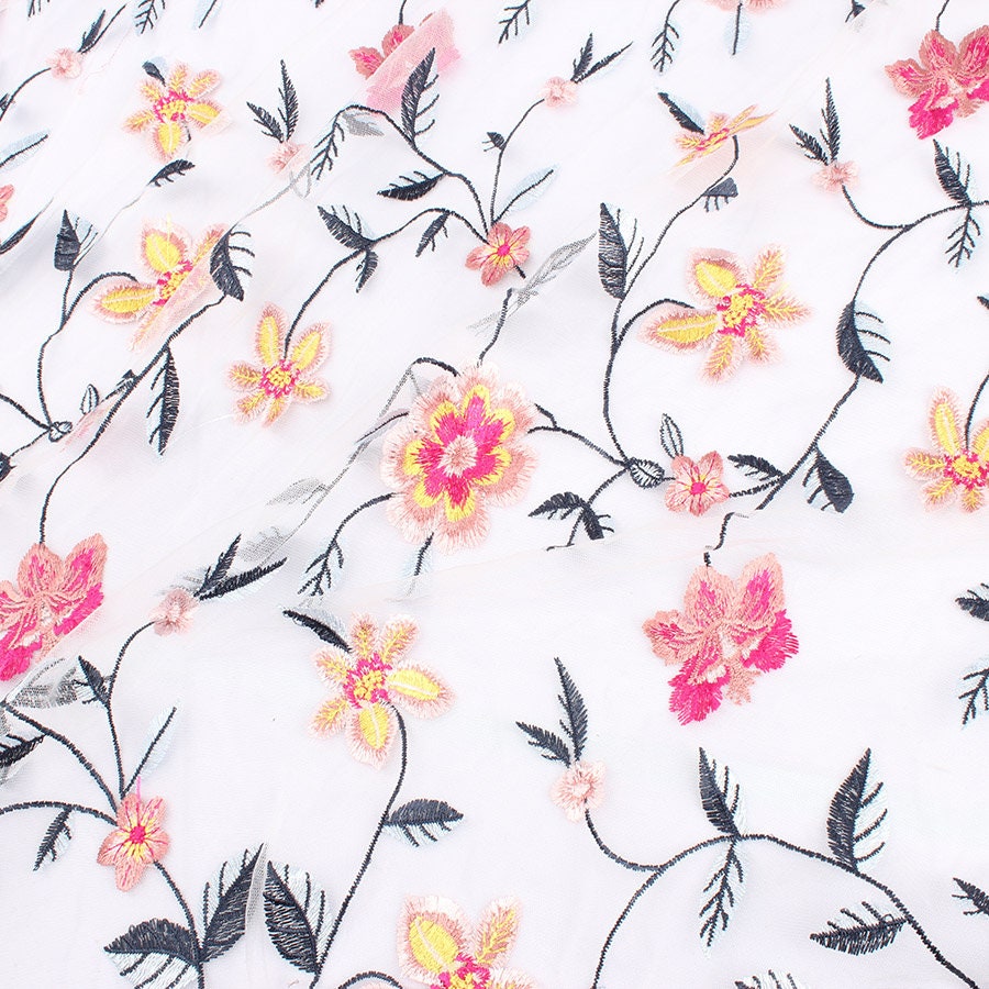 1 Yard Flower Net Embroidered Fabric African Lace Material Sew - Etsy