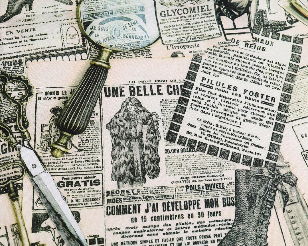 Cotton Fabric Vintage Newspaper Printed for Patchwork DIY - Etsy