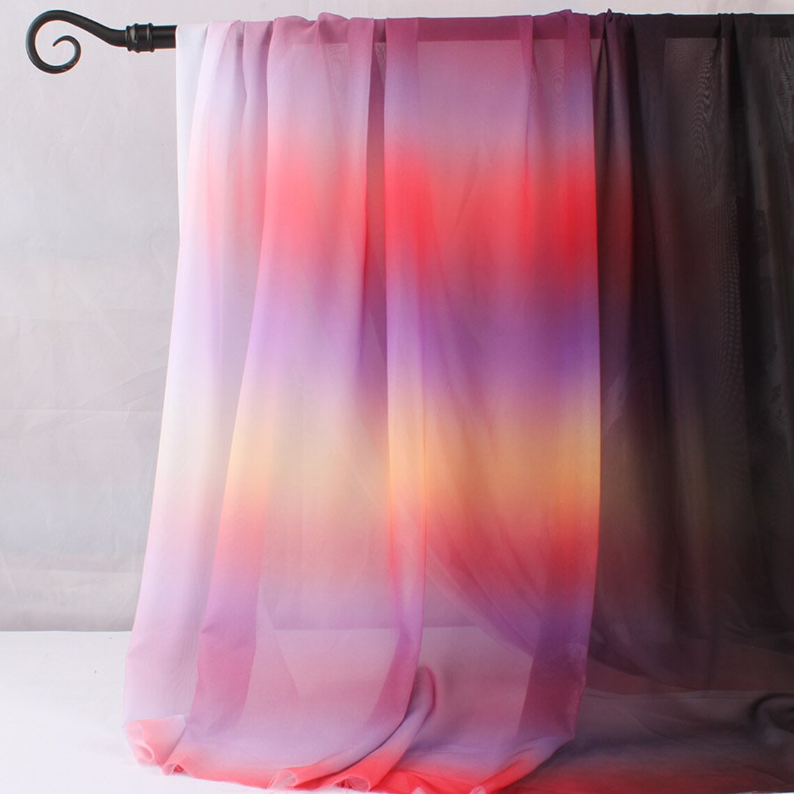 Imitated Silk Fabric Changing Shade 100d Chiffon Fabric Sheer Gradual ...
