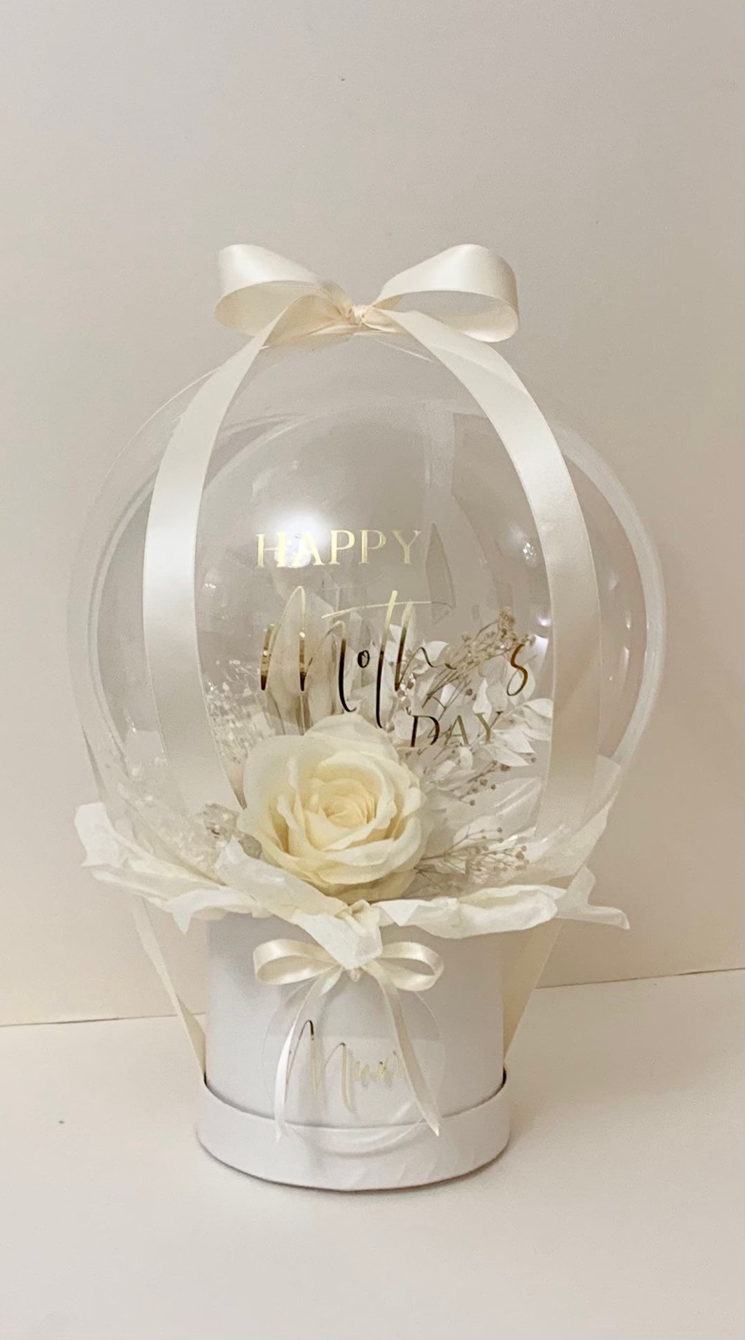 Personalised Bouquet. Bobo Balloon With Artificial Silk and Dried ...