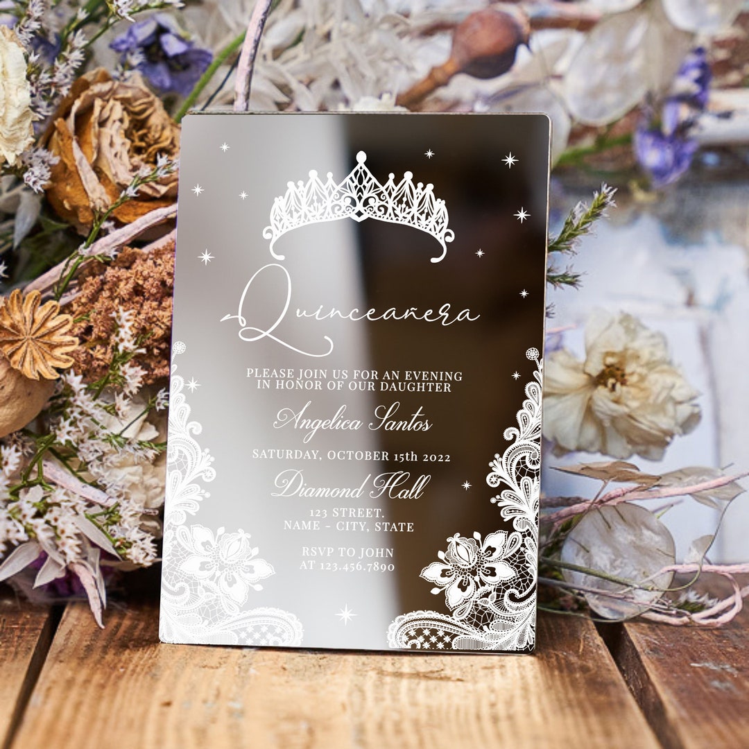 Quinceañera Announcement | Mirror Quinceañera Invite | Simple ...