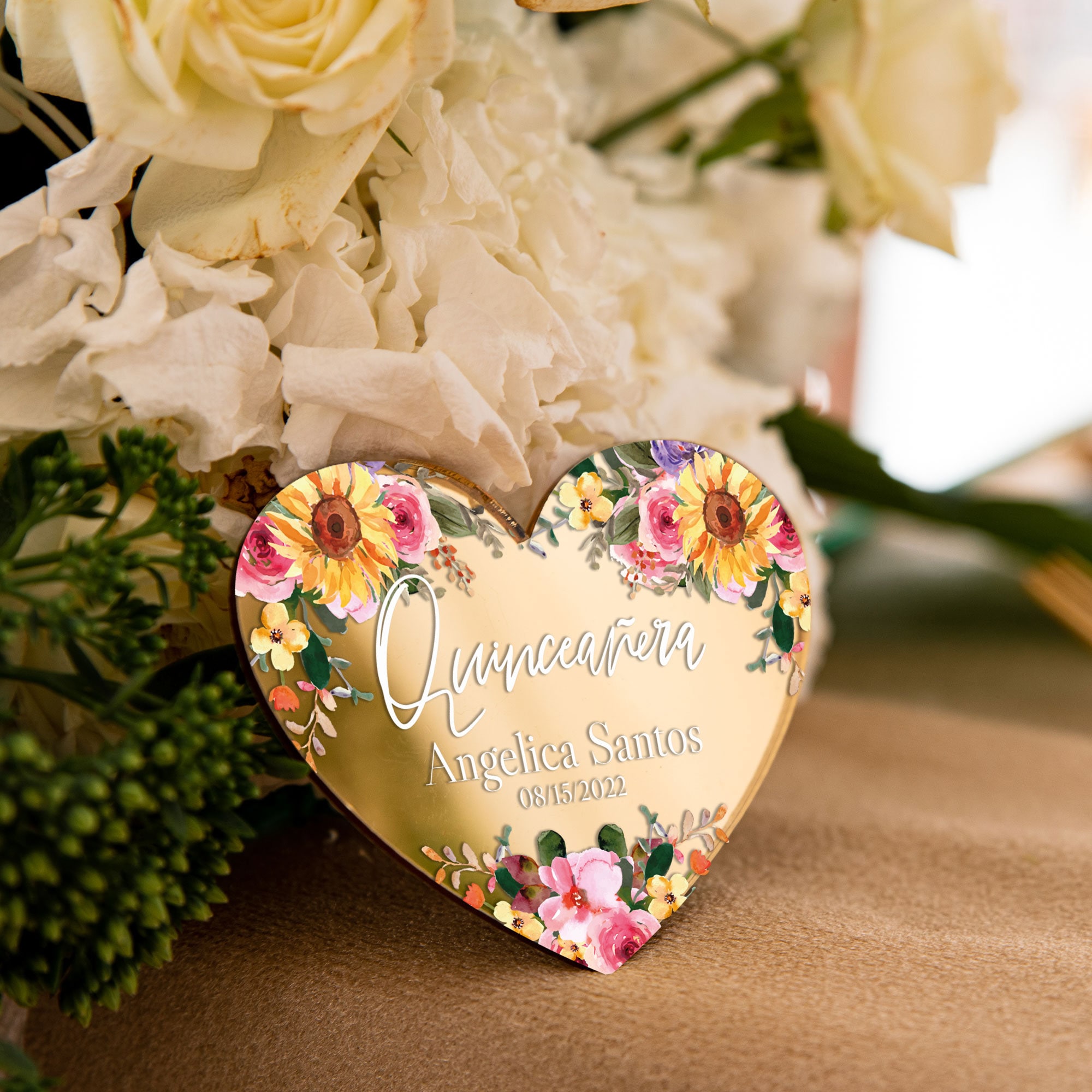 Personalised Heart Shape Save the Date Magnets Gold Mirror - Etsy