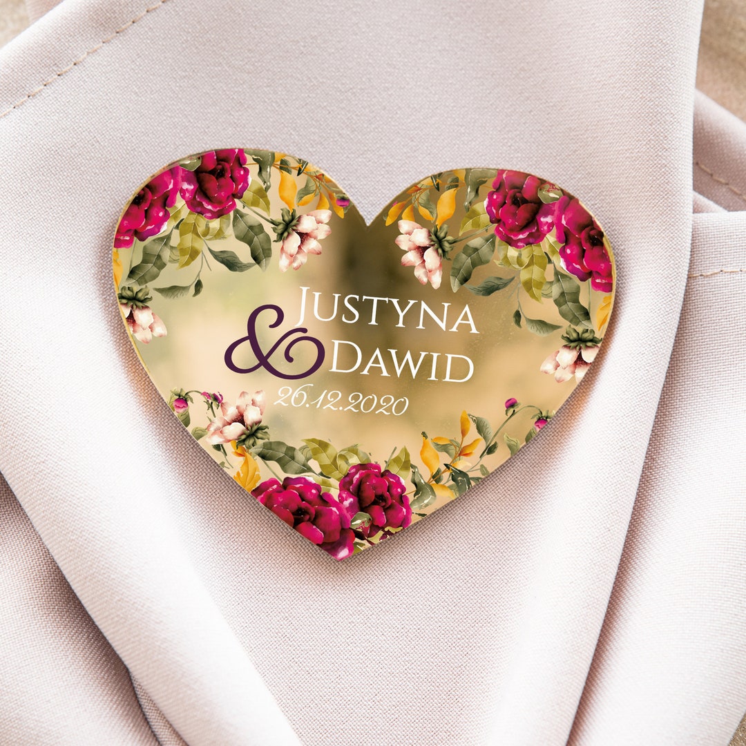 Red Peonies Heart-shaped Wedding Keepsake | Botanical Glamour Golden ...