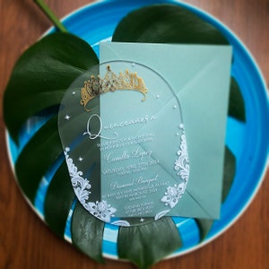 Simple Quinceañera Invitation WITH GOLDEN CROWN | Mis Quince Invite ...