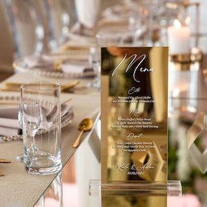 Gold Drink Menu With Base | Personalized Wedding Detail | Glamour Party ...