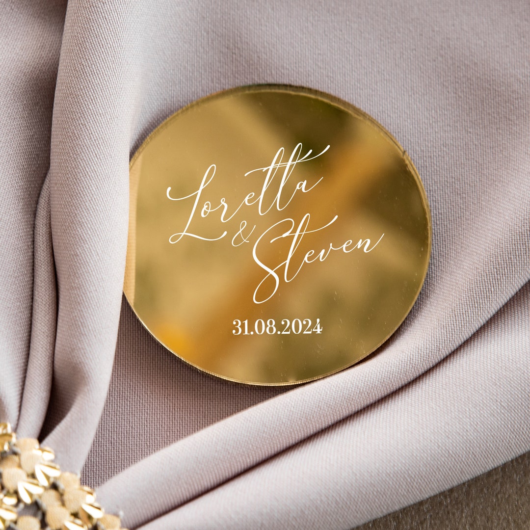 Glamour Wedding Favor | Mirror Personalized Party Keepsake | Golden ...