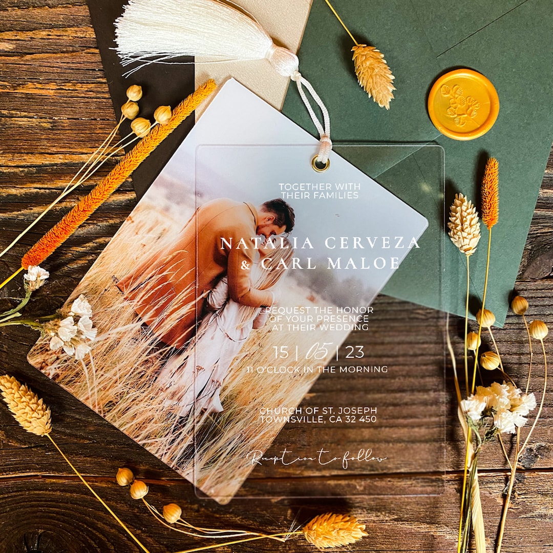 Classic Slide-out Wedding Invitation With Photo | Modern Bridal ...