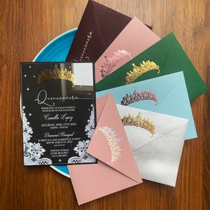 Simple Quinceañera Invitation WITH GOLDEN CROWN | Mis Quince Invite ...