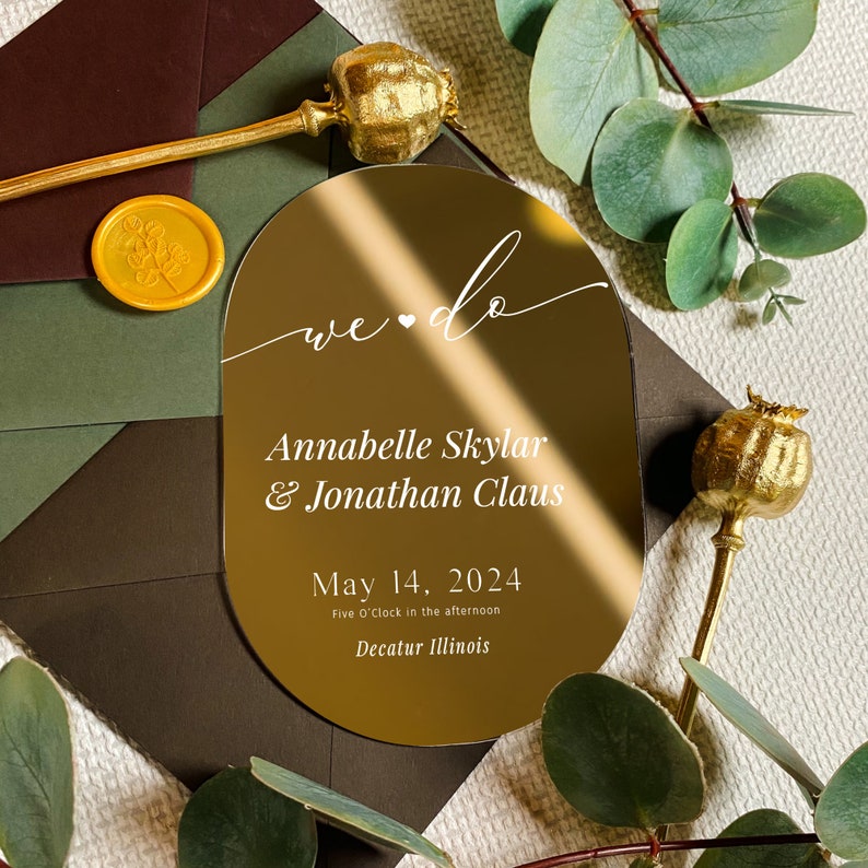 Simple Rectangle Oval Wedding Invitation We Do Card Modern - Etsy