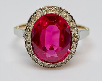 Synthetic Ruby Ring - Etsy