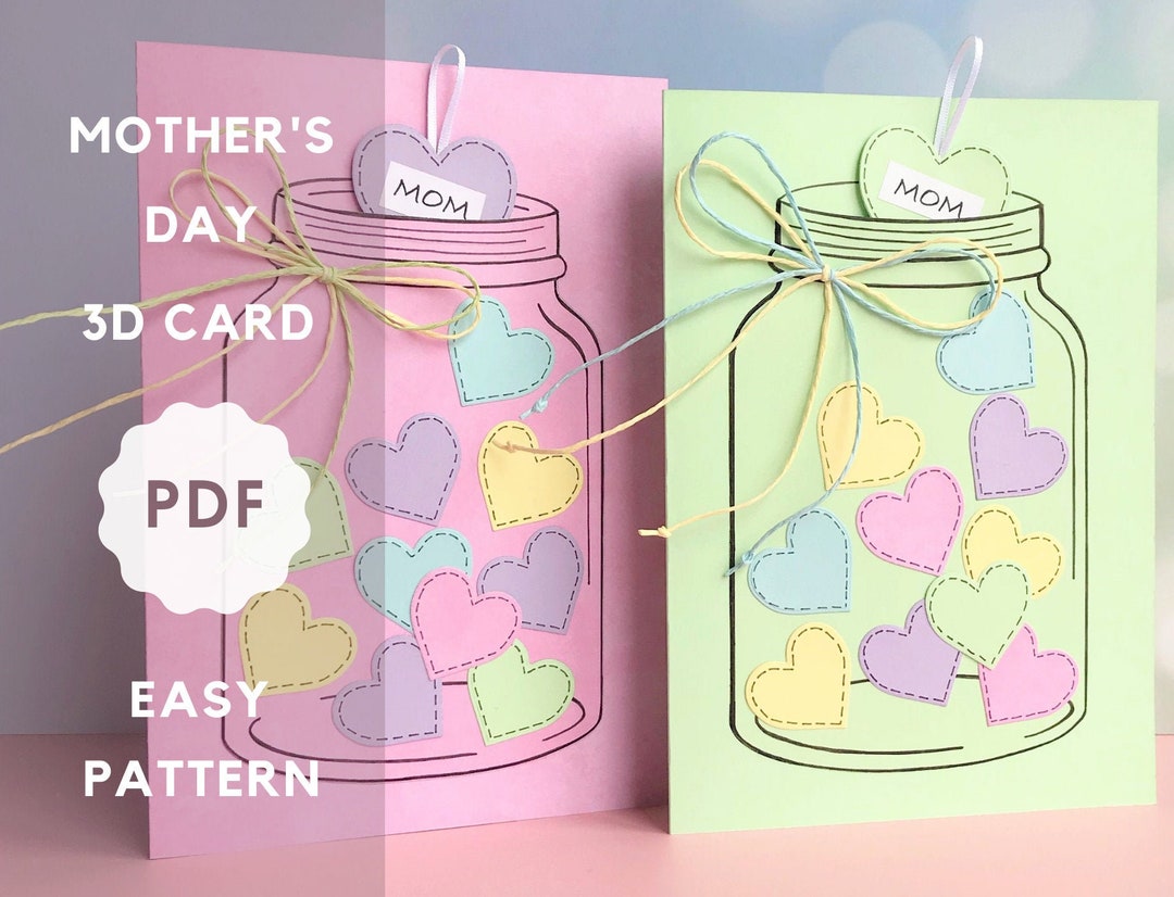 PDF Pattern Mother's Day Card, DIY Card for Mom, Paper Craft for Mom ...