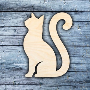 Wooden Cat Cut Out Shape - Laser Cut Wood Shape of Cat DIY Crafts ...